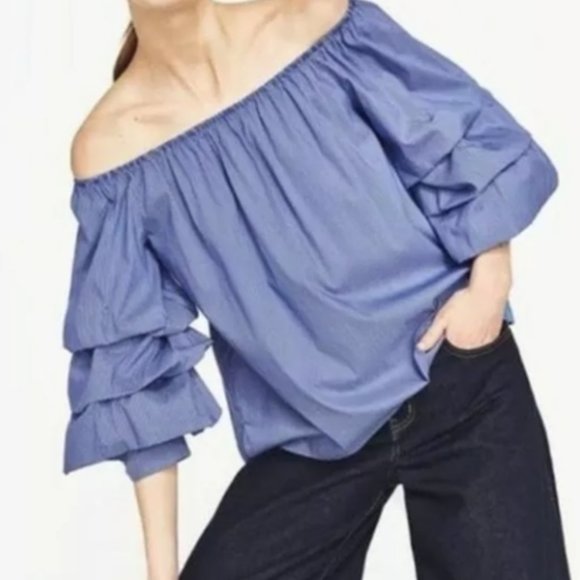 Zara | Tops | Zara Off The Shoulder Puffy Ruffle Sleeve Blouse | Poshmark